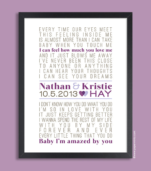 First Dance Lyrics Poster // Serif Font – Papermints