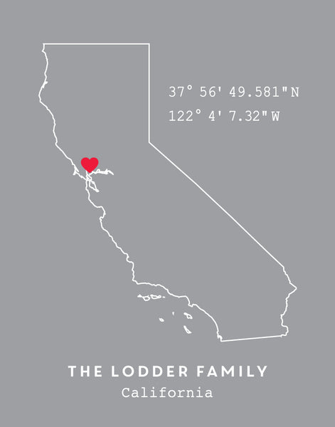 California Coordinates State Print // Any State – Papermints