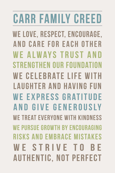 Personalized Family Creed Print // Bold Justified Text – Papermints