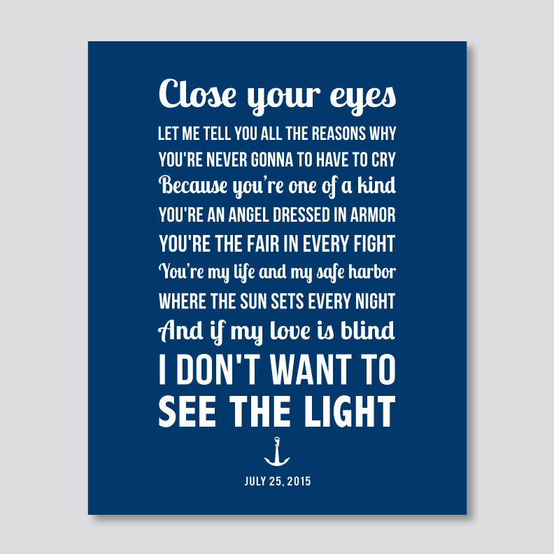 Custom Song Lyrics with Nautical Motif // Cursive & Bold Text – Papermints