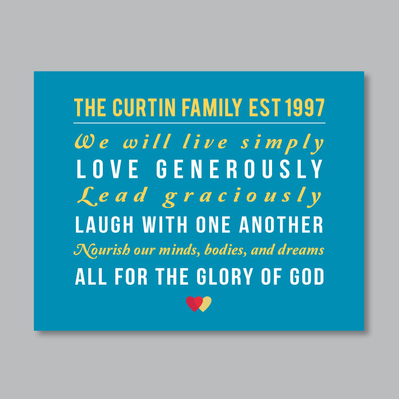 Personalized Family Creed Print // Mission Statement with Motif ...
