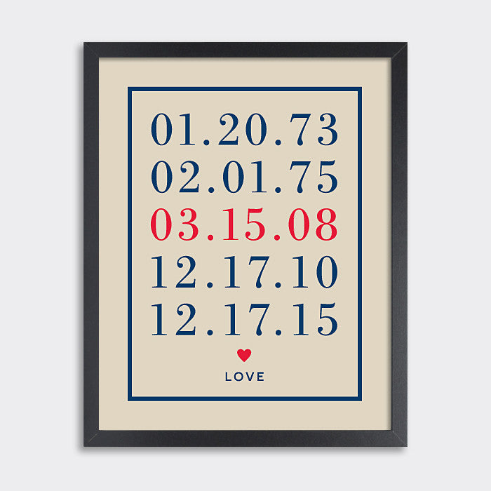 Family Dates Print // Border with Heart – Papermints