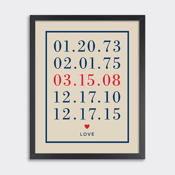 Family Dates Print // Border with Heart – Papermints